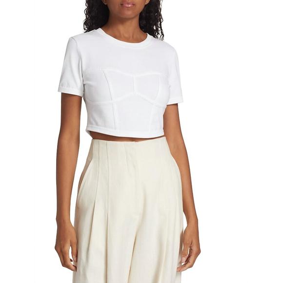 A.L.C. | Tops | New Alc Womens Wren White Short Sleeve Crop Tshirt Top ...
